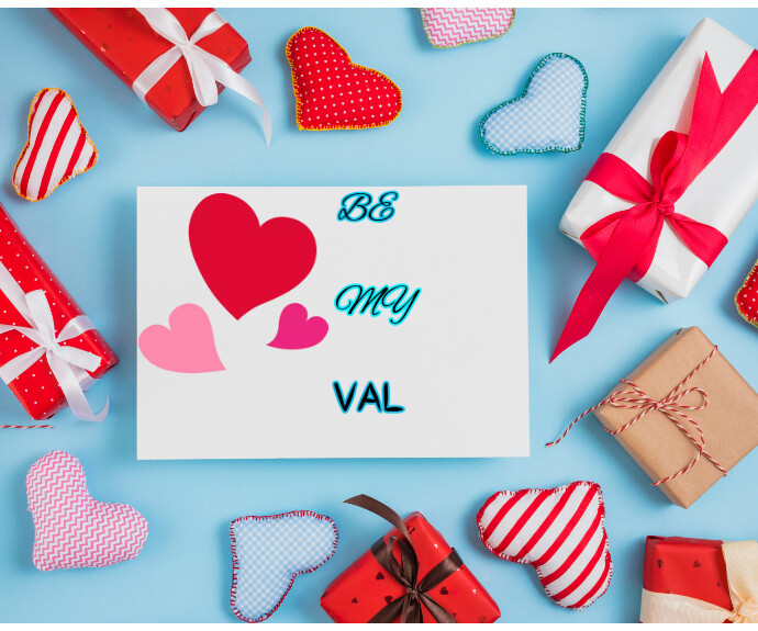 Blue Illustrative Red Valentine Card Medium Rectangle Template ...