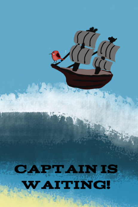 Blue Illustrative Seaside Art Poster Poster Template | PosterMyWall