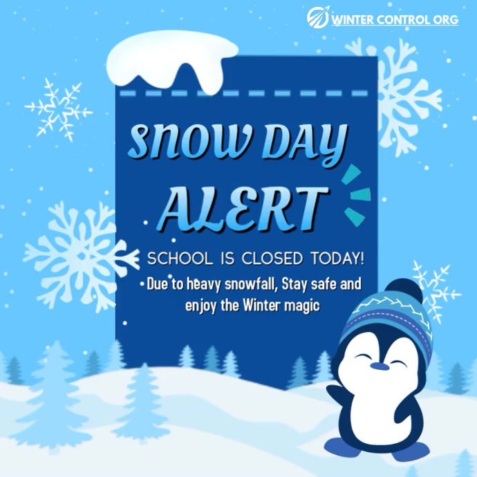 Blue Illustrative Snow Day Announcement Square (1:1) Template ...