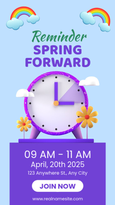 Blue Illustrative Spring Forward Instagram Story Template | PosterMyWall