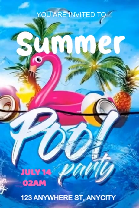 Copy of Blue Illustrative Summer Party Invitations Flyer Poster ...