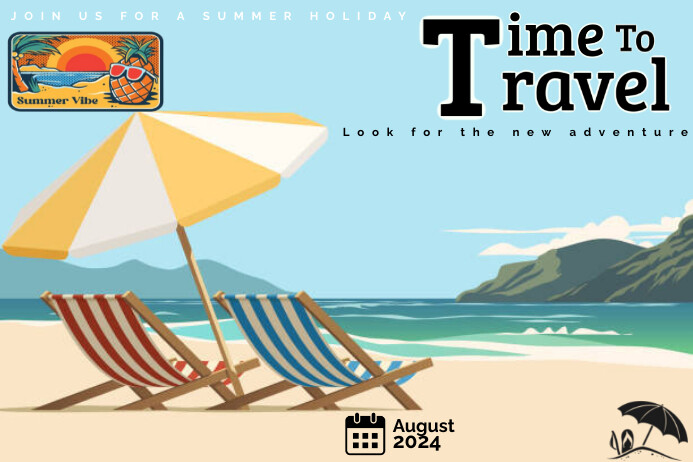 Blue Illustrative Summer Vacation Ad Poster Template | PosterMyWall