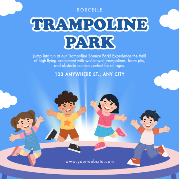 Modèle Blue Illustrative Trampoline Park Ad Flyer Instagram Post ...