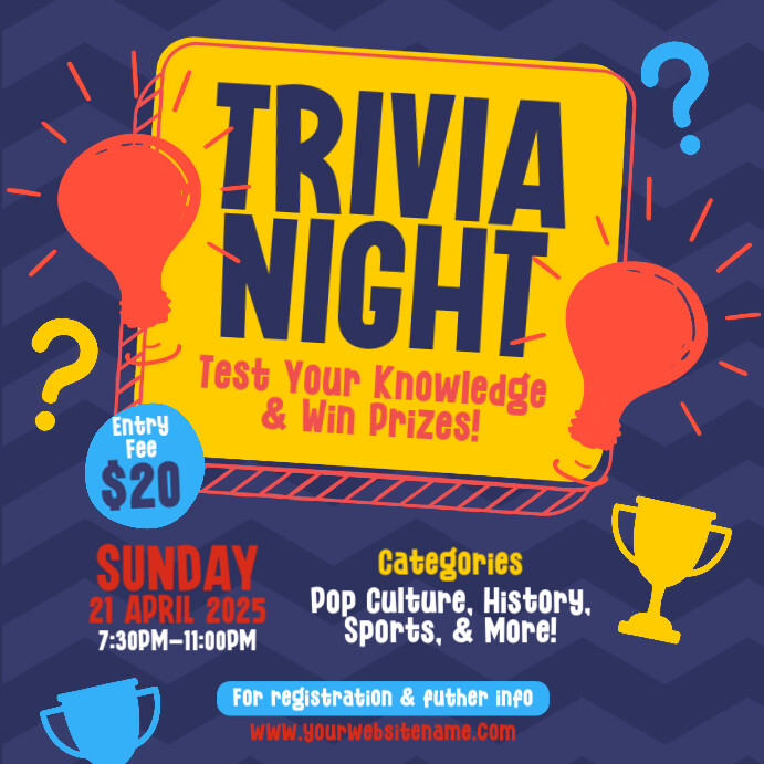 Blue Illustrative Trivia Night Instagram Post | PosterMyWall