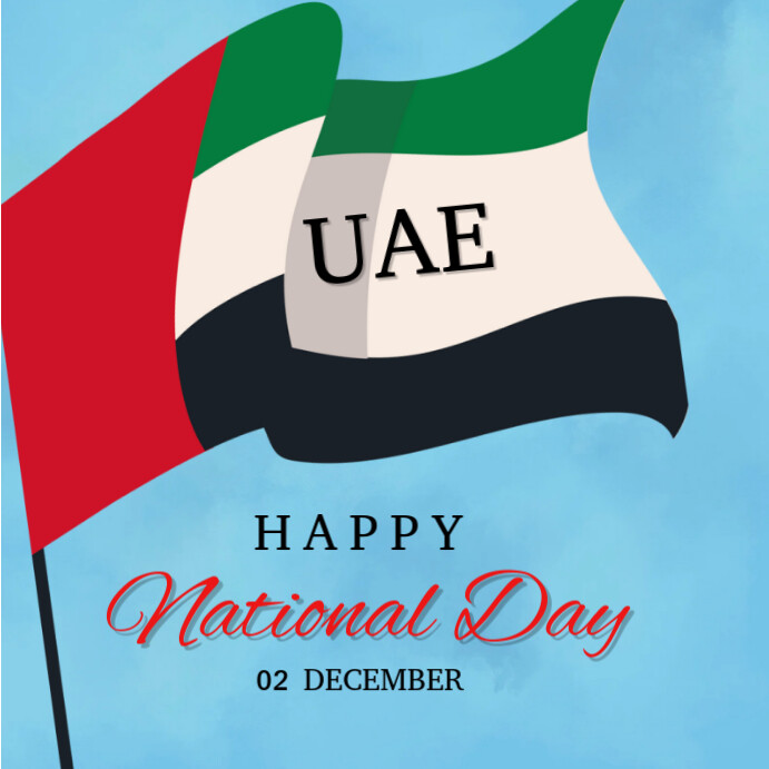 Blue Illustrative UAE National Day Instagram Post2024 Template ...