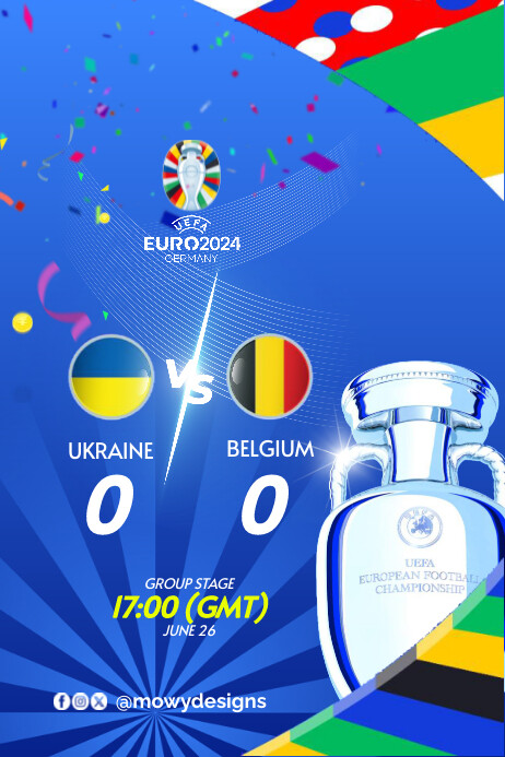 Blue Illustrative Uefa Euro 2024 Fixture Pos Template | PosterMyWall