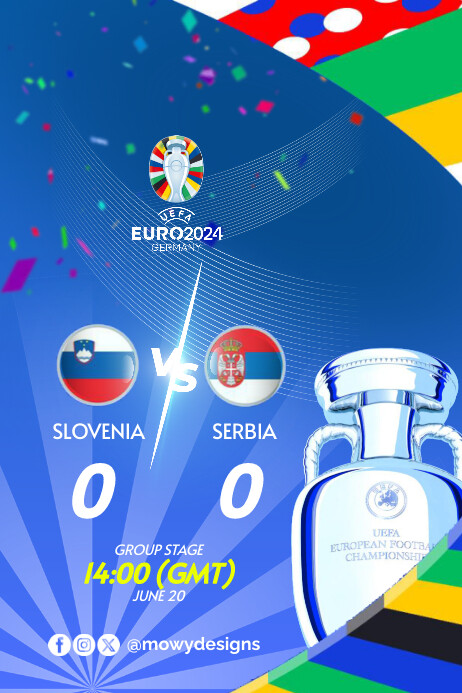 Blue Illustrative Uefa Euro 2024 Fixture Post Template | PosterMyWall