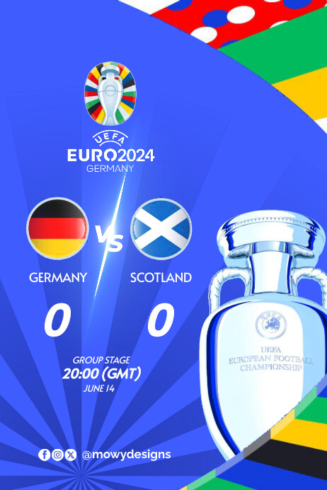 Blue Illustrative Uefa Euro 2024 Fixture Post Template | PosterMyWall