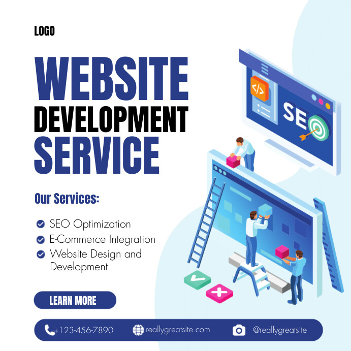Copy of Blue Illustrative Website Development Service | PosterMyWall