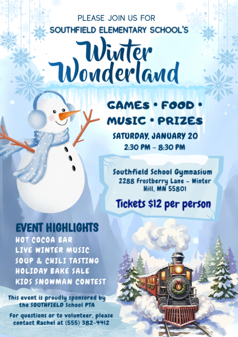 Blue Illustrative Winter Wonderland Festival Flyer A4 Template ...