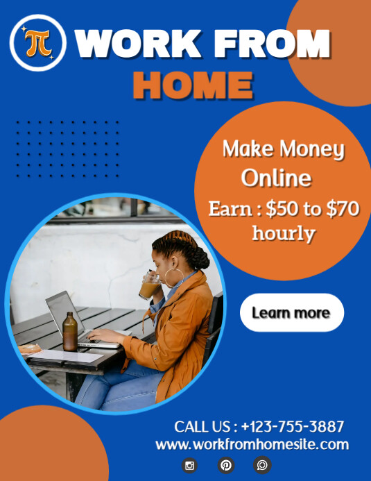Copy of Blue Illustrative Work From Home Flyer (us Letter) | PosterMyWall