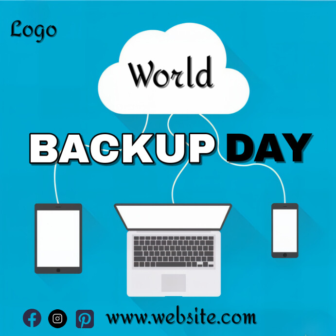 Blue Illustrative World Backup Day Instagram Post Template | PosterMyWall