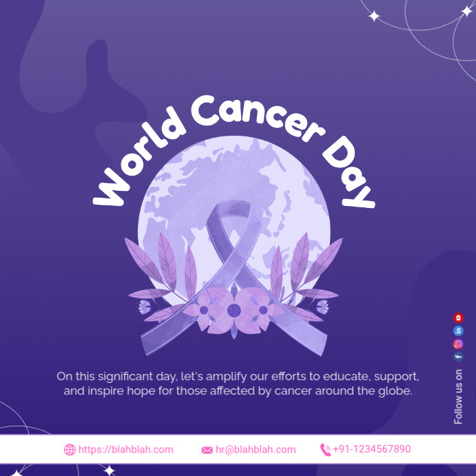 Copy of Blue Illustrative World Cancer Day Instagram Post | PosterMyWall