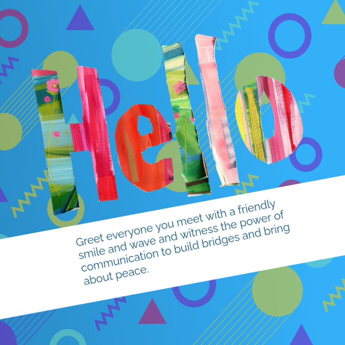 Blue Illustrative World Hello Day Instagram Post Template | PosterMyWall