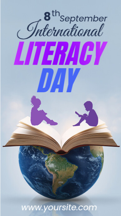 Blue Illustrative World Literacy Day Instagram Story Template ...