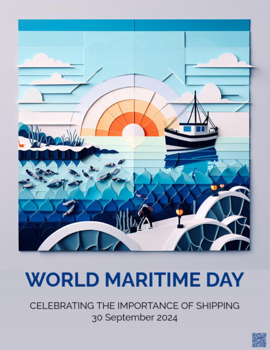 Plantilla de Blue Illustrative World Maritime Day Flyer (US Letter ...