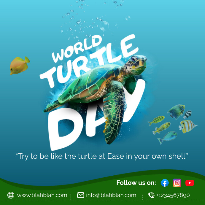 Blue Illustrative World Turtle Day Instagram Template | PosterMyWall