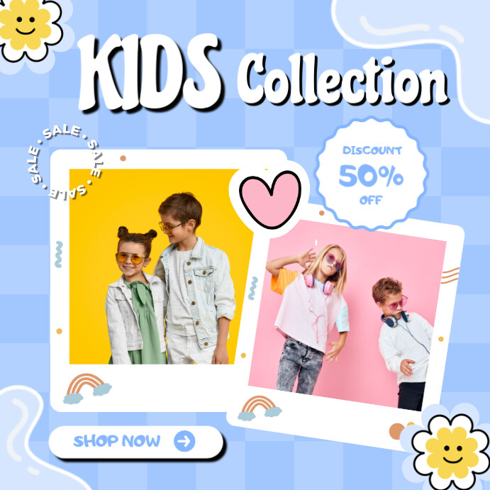 Blue Ilustratif Fashion Kids Collection Pos Instagram Template ...