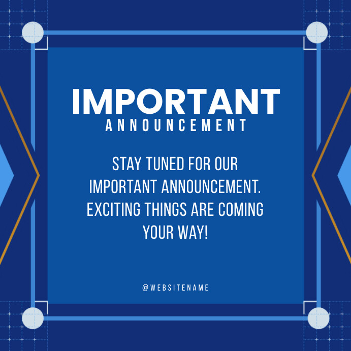 Blue Important Announcement Instagram Post Templat | PosterMyWall