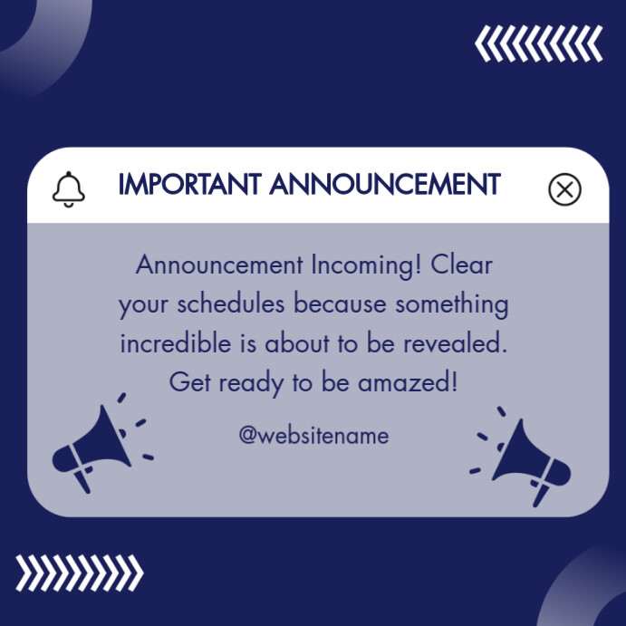Copy of Blue Important Announcement Instagram Post | PosterMyWall