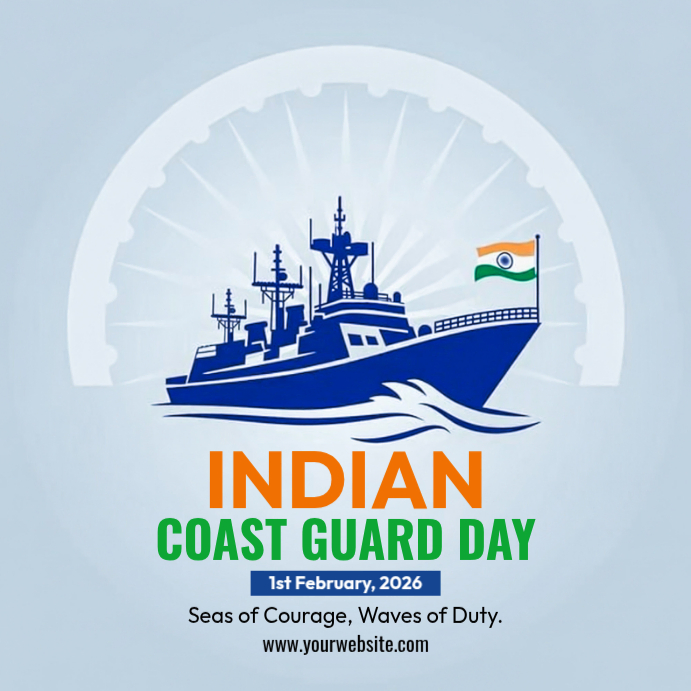 Blue Indian Coast Guard Day Instagram Post Template | PosterMyWall