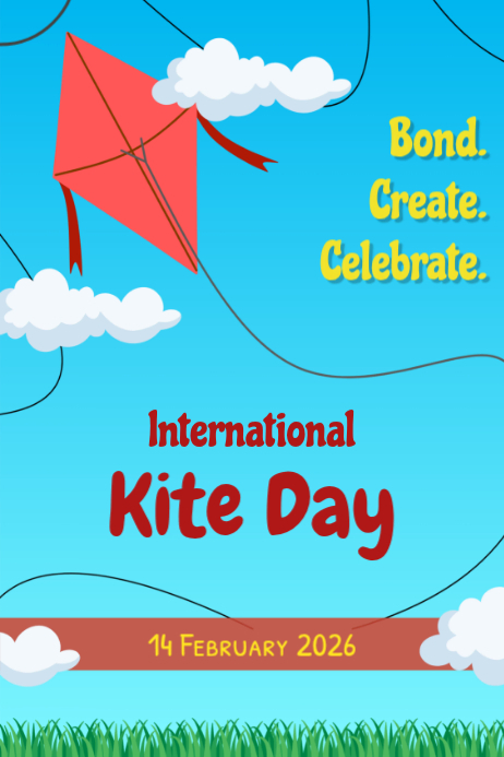 Blue International Kite Day Poster Template | PosterMyWall