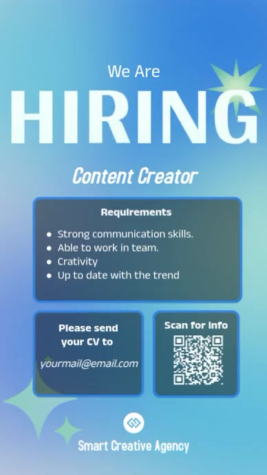Blue Job Hiring Instagram Story Video Template | PosterMyWall