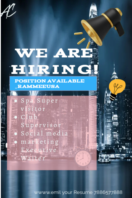 Blue Job Hiring Poster Template | PosterMyWall