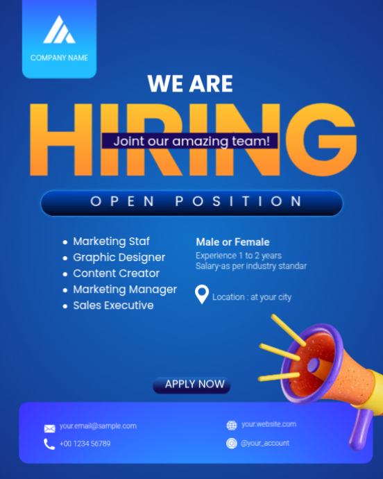 Plantilla de Blue Job Recruitment Instagram Portrait | PosterMyWall