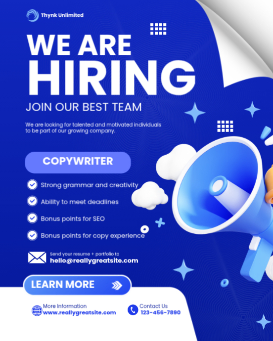 Blue Job Recruitment Instagram Portrait Template | PosterMyWall