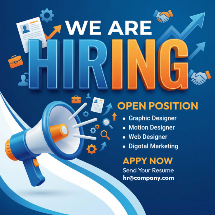 Blue Job Recruitment Instagram Post Template | PosterMyWall