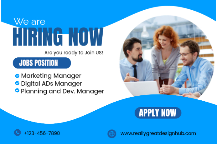 Plantilla de Blue Job Recruitment Poster design hub come join 2026 ...