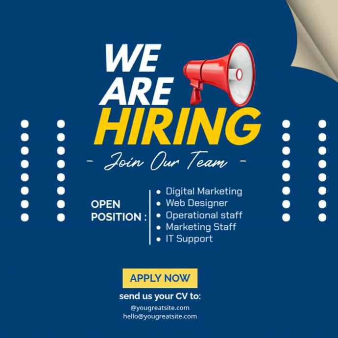 Plantilla de Blue Job Recruitment Square Video | PosterMyWall
