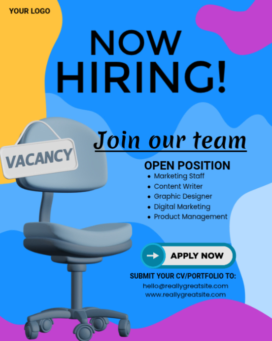 Blue Job Vacancy Instagram Portrait Template | PosterMyWall