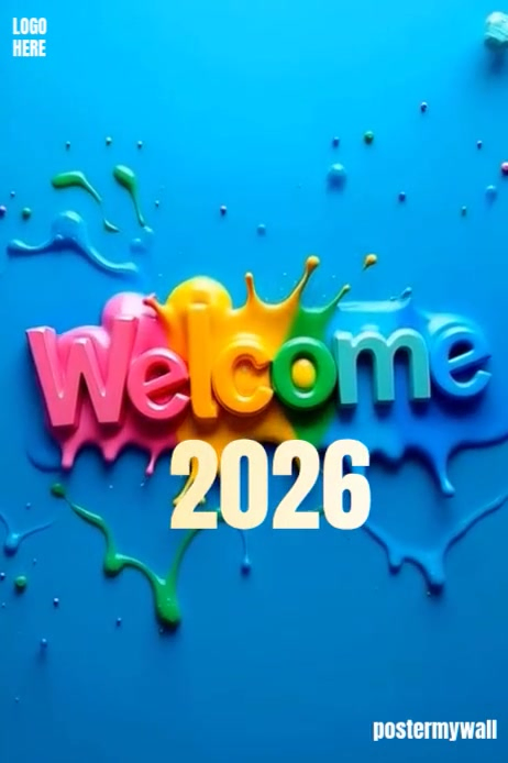 Plantilla de Blue Joyful 🎉 Welcome 2026 – Color Splash Celebration ...