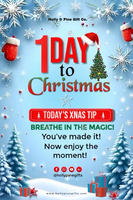 Blue Joyful 1 Day To Christmas Poster Template | PosterMyWall