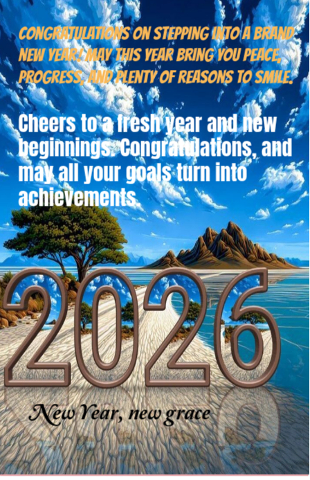 Blue Joyful 2026 New Year Inspirational Quotes Tabloid Template ...