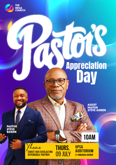 Blue Joyful 3D Church Event Flyer A4 Print Template | PosterMyWall