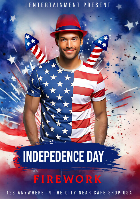 Plantilla de Blue Joyful 4th Of July A4 | PosterMyWall