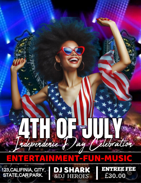 Copy of Blue Joyful 4th Of July Celebration Invitatio | PosterMyWall