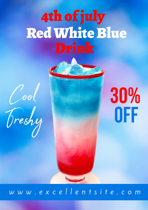 Copy of Blue Joyful 4th Of July Drink A4 | PosterMyWall