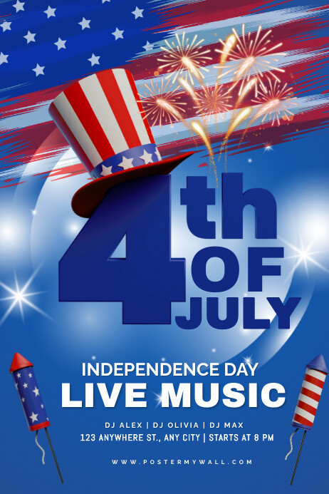 Blue Joyful 4th Of July Poster Template | PosterMyWall