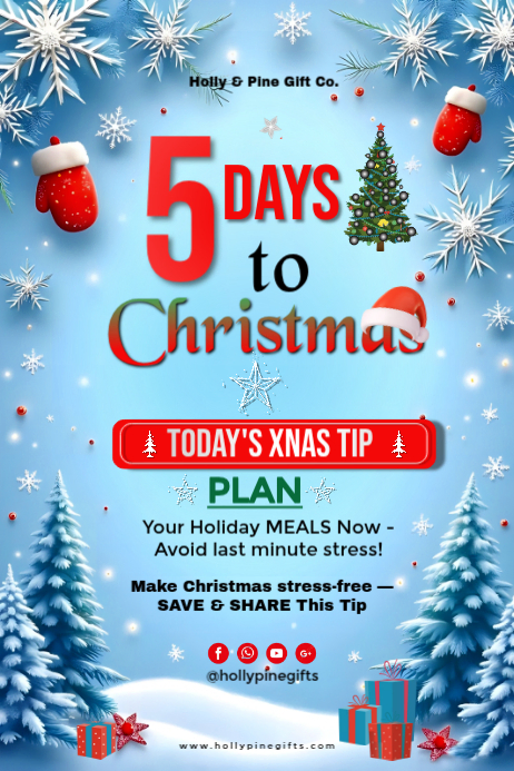 Plantilla de Blue Joyful 5 Days To Christmas Countdown Poster ...