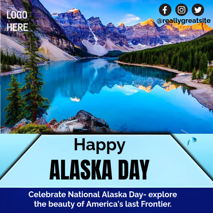Blue Joyful Alaska Day Instagram Post Template | PosterMyWall