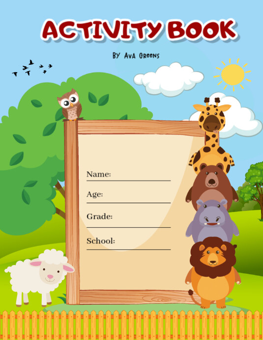 Copy of blue joyful and modern kids activity book | PosterMyWall