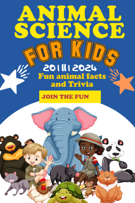 Blue Joyful Animal Science For Kids Graphics Poster Template | PosterMyWall