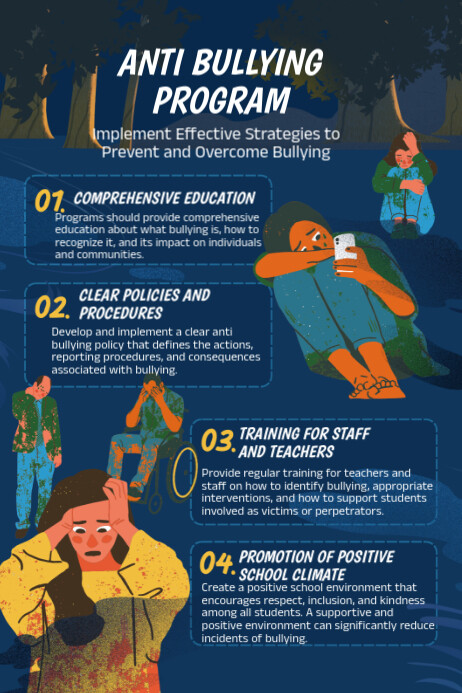 Blue Joyful Anti Bullying Program Poster Template | PosterMyWall