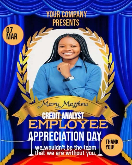 Blue Joyful Appreciation Day Flyer Template Design Instagram Portrait ...