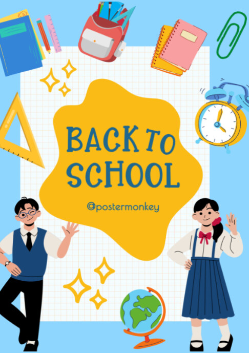 Blue Joyful Back To School A2 Template | PosterMyWall
