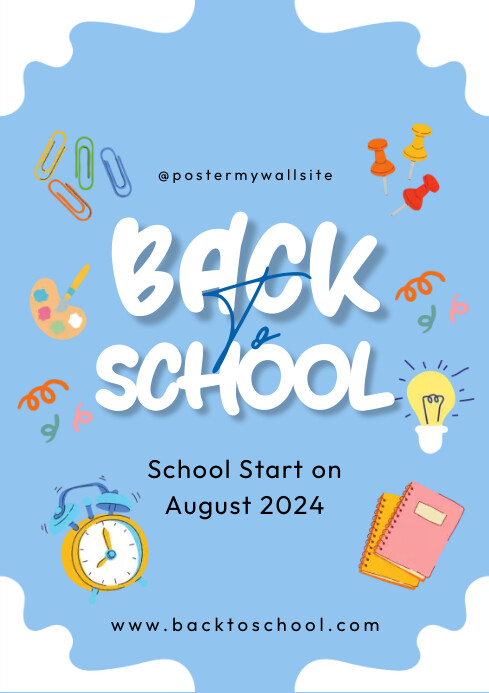 Blue Joyful Back To School A4 Template | PosterMyWall